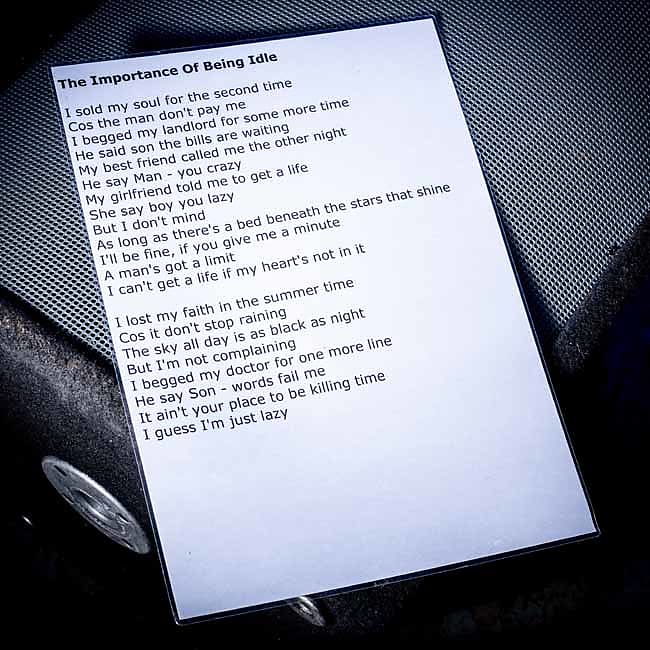 Oasis The Importance of being idle A3 Laminated Lyrics | Reverb