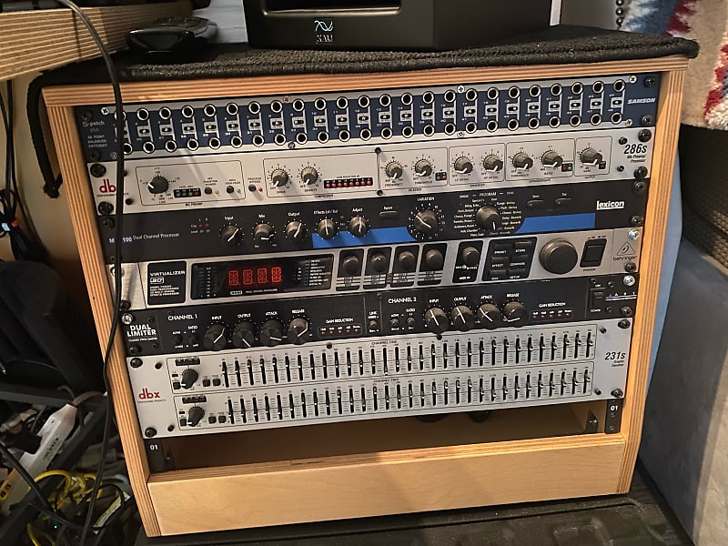 Audio Gear, Cables DBX, Lexicon, Wooden Rack and Patch-bay | Reverb