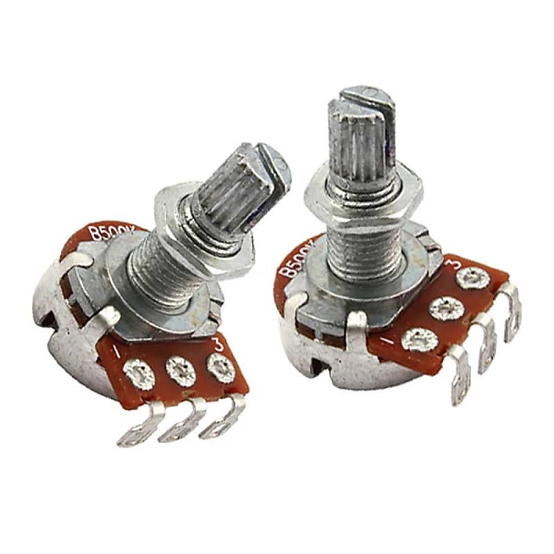 (2) B500 Linear Taper Strat / LP Small Tone Pot 18mm Shaft | Reverb