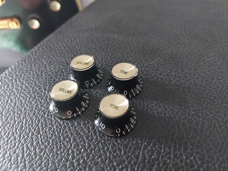 Gibson Top Hat Knobs Black/Gold 1978 | Reverb