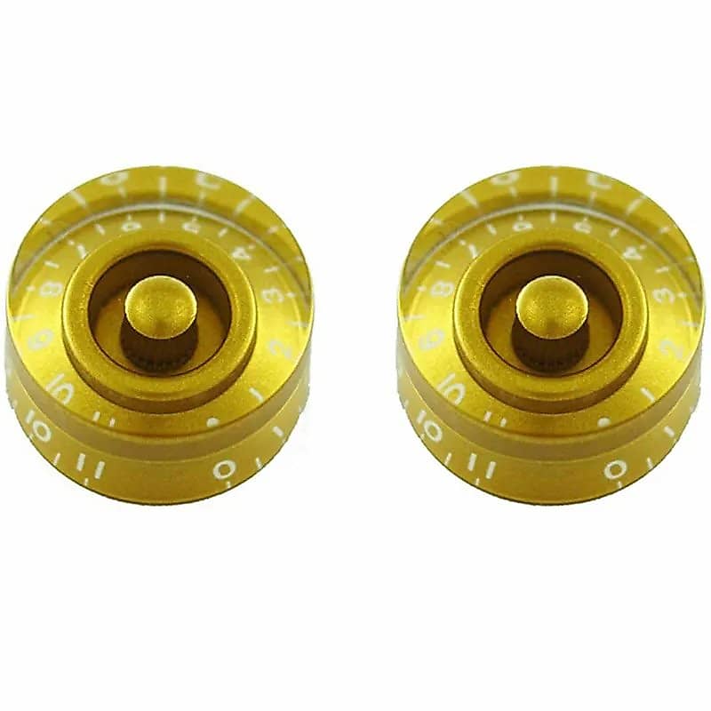 Gold Speed Knobs that go to 11 - Set of 2 - Universal Guitar | Reverb