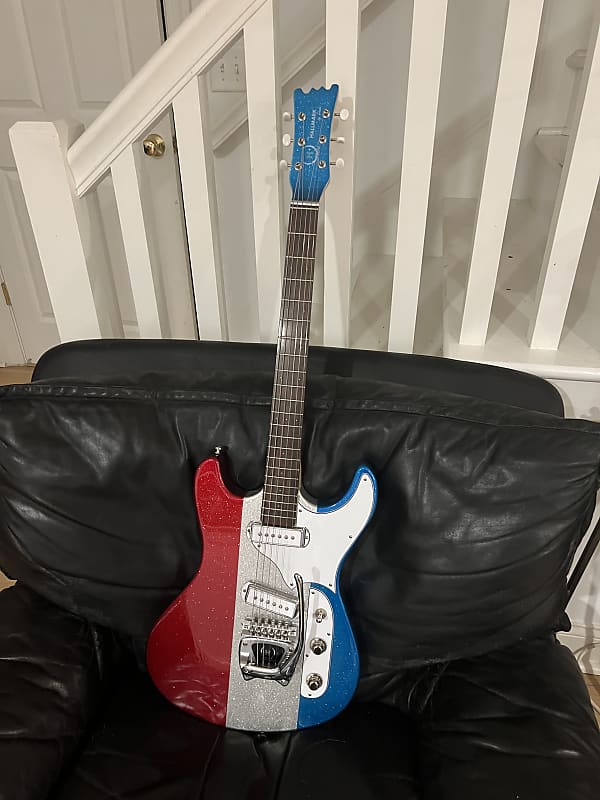 Hallmark Buck-a-roo Mosrite tribute - Red white and blue | Reverb