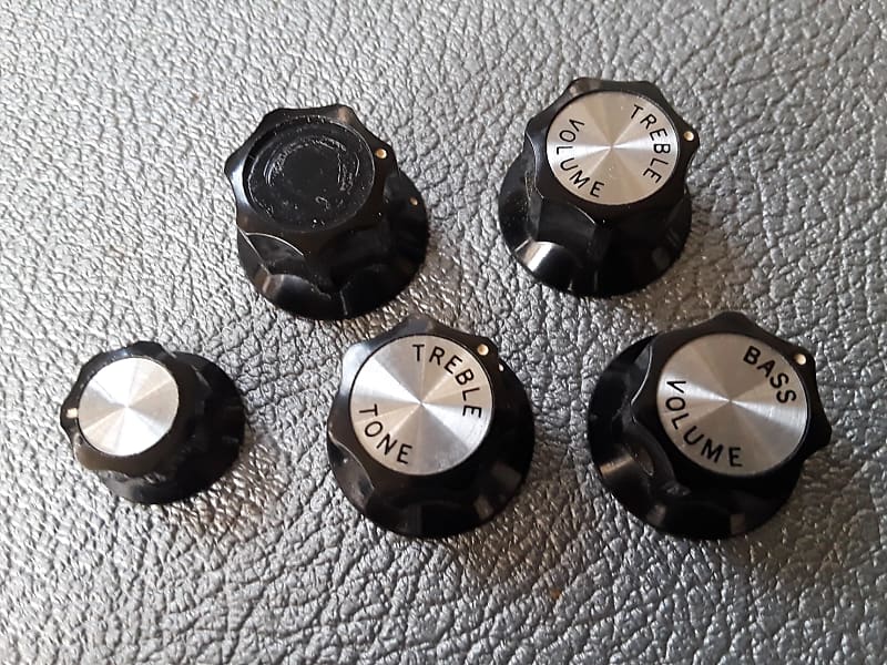 1960's Rickenbacker Silver/Black Guitar Knob Set 330 360 370 | Reverb