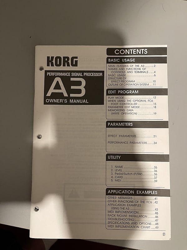 Korg A3 (Performance Parameter Card) plus manual | Reverb