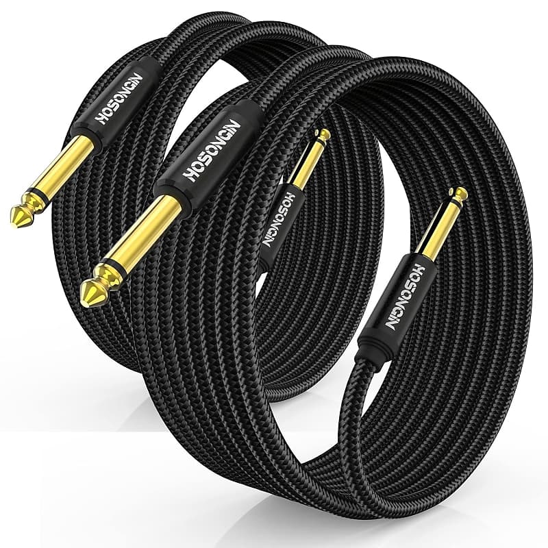 1/4 Inch Guitar Instrument Cable 2-Pack [Nylon Braided | Reverb