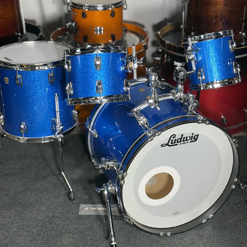 Ludwig Classic Maple 20/8/10/14, 7-ply Blue Sparkle Drum Set | Reverb