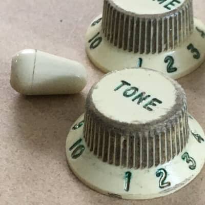 Vintage Reissue Fender Strat Green Font Number Knobs “Aged | Reverb