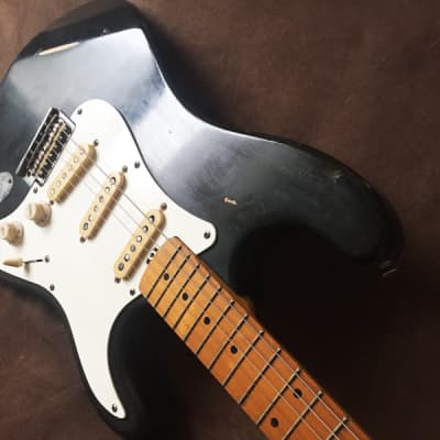 Partcaster black strat relic - maple neck | Reverb