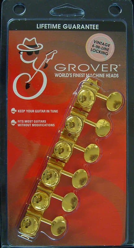 Grover 533G6 Vintage Locking Tuners, Oval Metal Button, 6 | Reverb