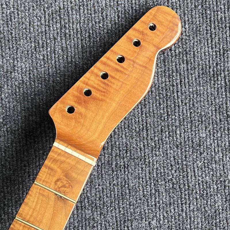 Telecaster Electric Guitar Neck Roasted Maple Flame Pattern | Reverb