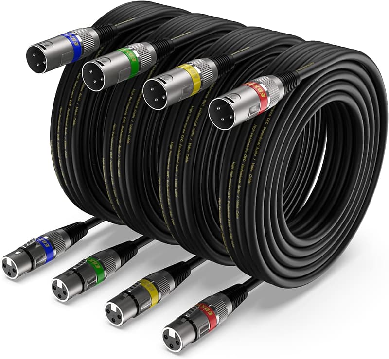 XLR Cable 15ft 4 Packs - Premium Balanced DMX Cable with | Reverb
