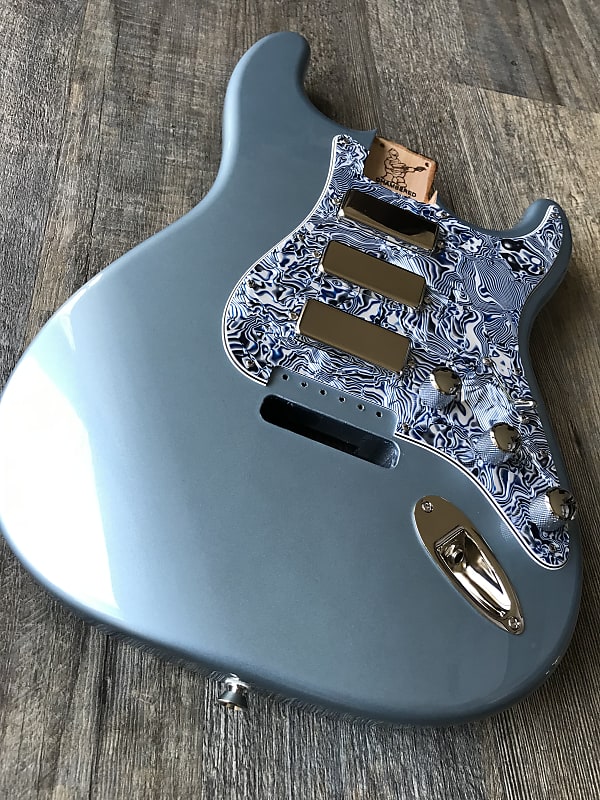 Warmoth Stratocaster Chambered Body Blue Ice Loaded 920D | Reverb