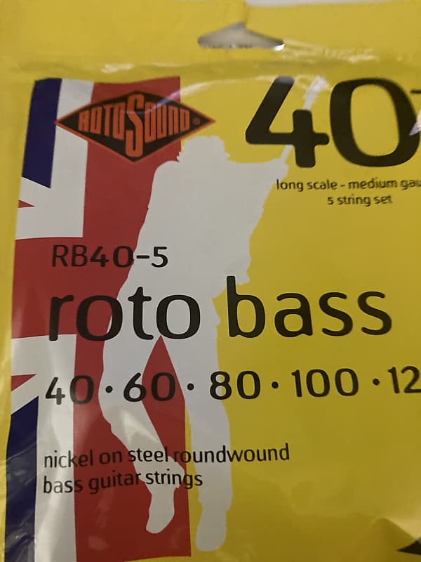 Rotosound Rb40-5 5 string bass guitar strings 2020 Nickel on | Reverb