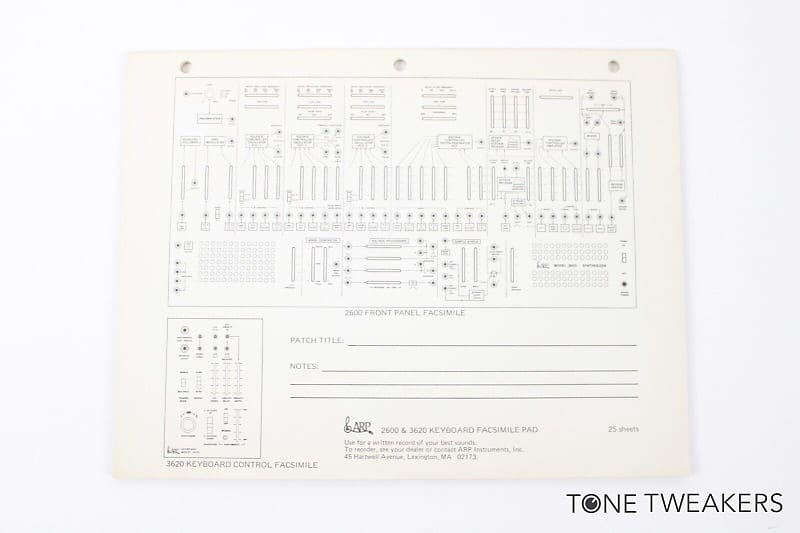 ARP 2600 3620 Keyboard Facsimile Pad 23 Blank Patch Sheets | Reverb