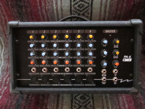 Crate PA 6 Six chnl Powered mixer w rev 150 watts 4 ohms MI | Reverb