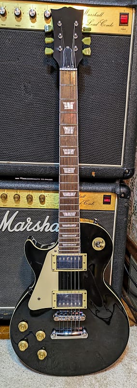 LP copy (single cut) Black with cream binding, left handed | Reverb