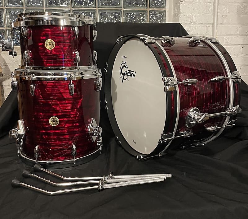 Gretsch USA Custom 3 Piece Shell Pack, Ruby Red Pearl Nitron | Reverb