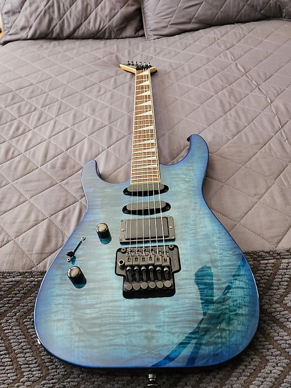 Left handed Jackson DK2 Blue Flame Top | Reverb