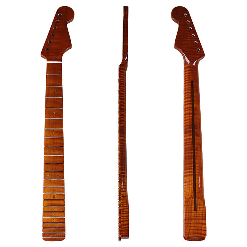 ST 6 string 22 Fret tiger grain baked maple bright | Reverb