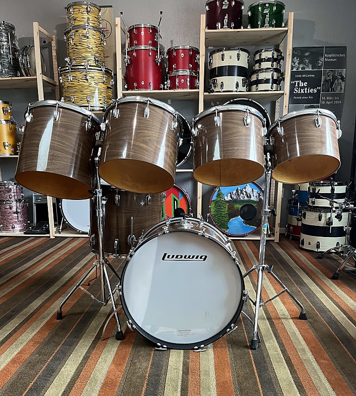 Vintage 6pc Ludwig Quadra Plus 1970s - Walnut Cortex w/ toms | Reverb