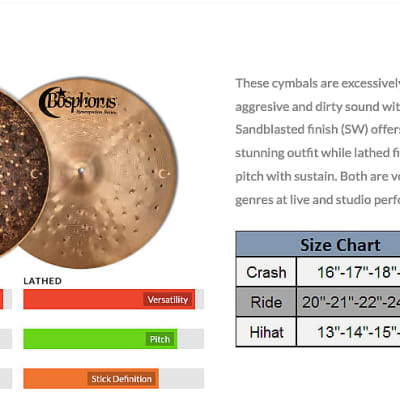 Bosphorus Cymbals 17" Syncopation Series Rock Hi-Hats | Reverb Norway