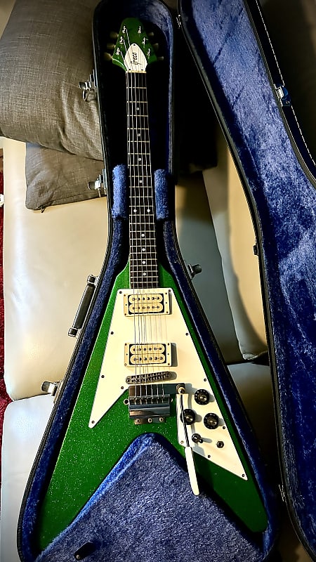 Greco Flying V 1978 - Candy Green Sparkle | Reverb