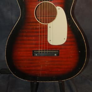 Stella Harmony H933 Fender Headstock Red Faux Tiger Stripe | Reverb