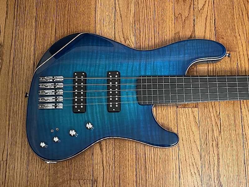 Status Graphite T-Bass fretless 5 string Aqua Blue sunburst | Reverb
