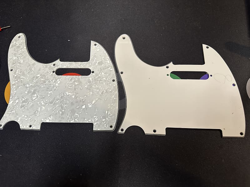 Telecaster left handed pickguards 2010s - white and pearloid | Reverb
