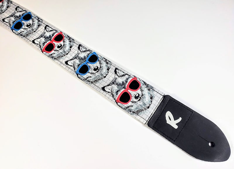 Sunglass Wolf Strap-Cool Wolf Guitar Strap- Loan Wolf Guitar | Reverb