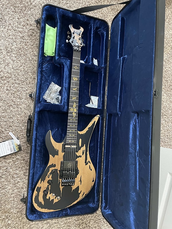 Schecter Synyster Custom-S Distressed Satin Black Left Handed | Reverb