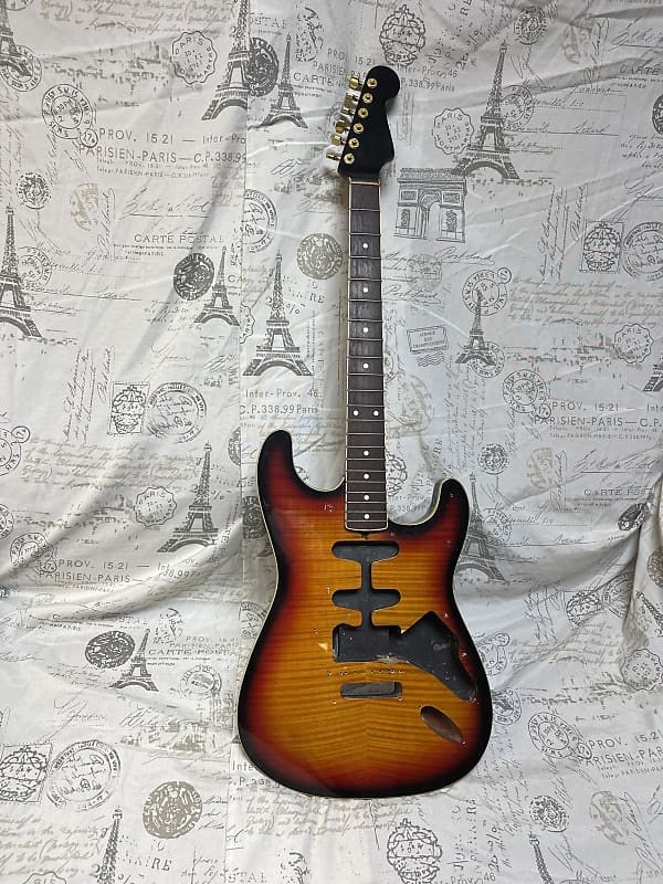 All Parts Neck / WD Book Matched Flame Maple Body Husk | Reverb