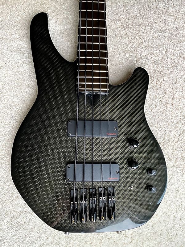 Status Stealth 5 string bass guitar black all graphite active | Reverb