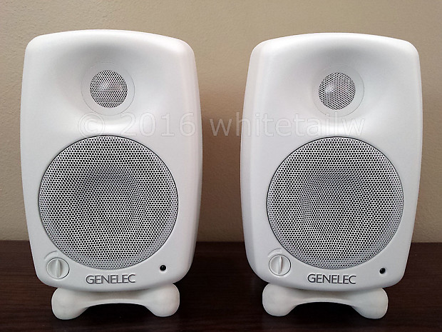 Pair Genelec 8020B White Active Powered Studio Monitors | Reverb
