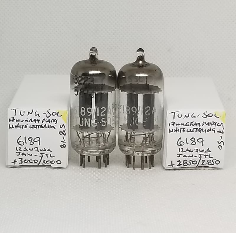 Tung-Sol JAN 6189 Gray Plate Well Matched Pair (5.0%) NOS | Reverb