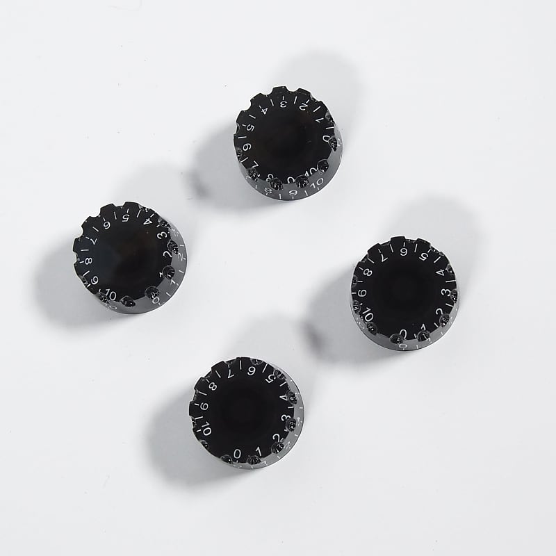 4x Special Gear Shape Guitar Speed Knobs, Black w/white | Reverb