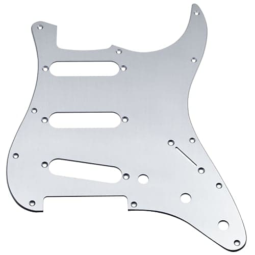 Silver Pickguard - Strat® style, 11 hole, Anodized Aluminum | Reverb