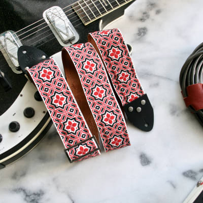 Vintage 60s Red 'Octa star' Hippie Guitar Strap Replica | Reverb