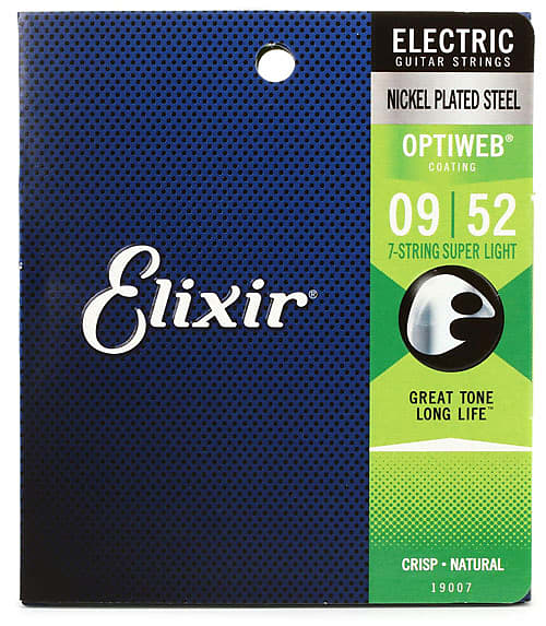 Elixir Nickel Strings Optiweb 7 String Super Light 9-52 | Reverb