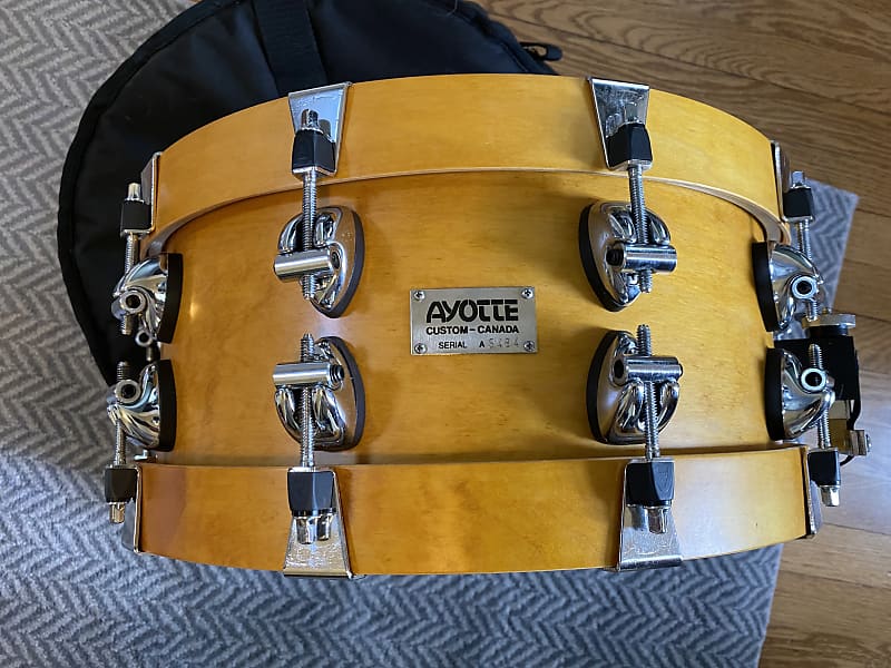 Ayotte custom wooden hoops snare 6.5 x 14 + soft case | Reverb