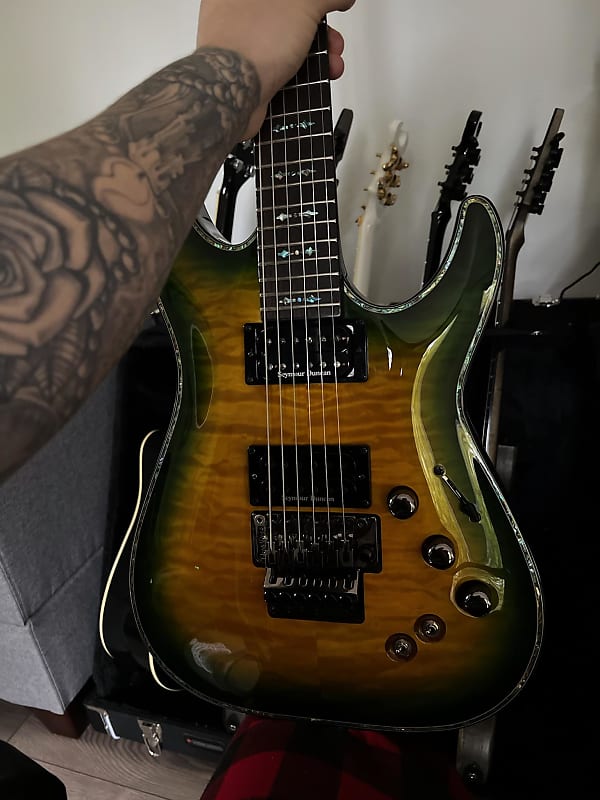 Schecter Dragonburst Unique Prototype Green/Yellow | Reverb