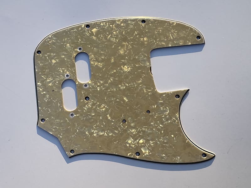 Fender Mustang bass pickguard relic '1966 thru 1971 Pearloid | Reverb