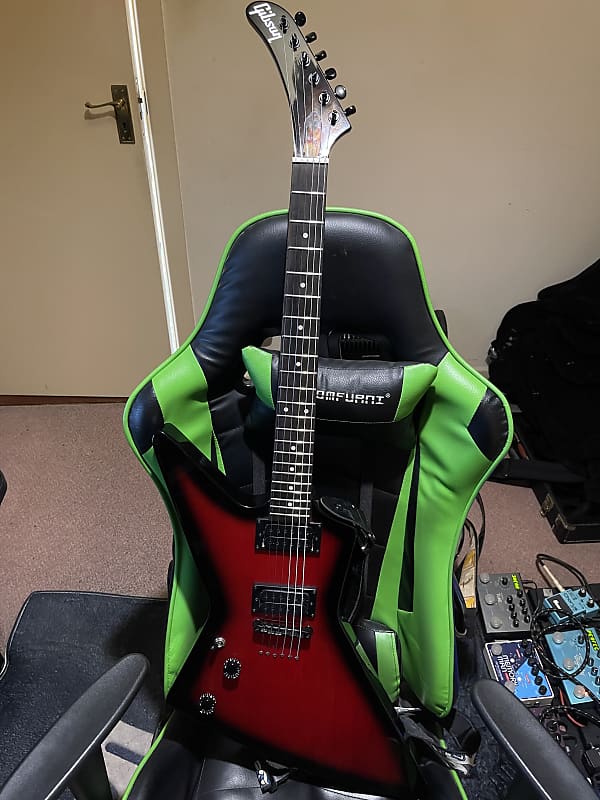 Custom left handed Explorer Red burst | Reverb
