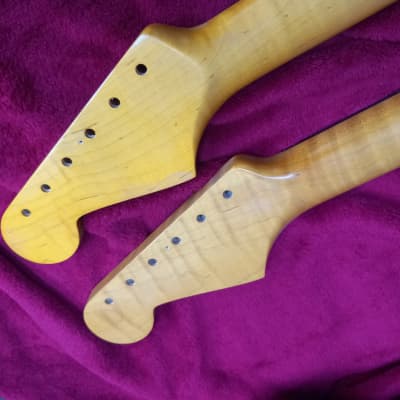 Hand made Pre CBS 60s Stratocaster neck clay dots slab board | Reverb