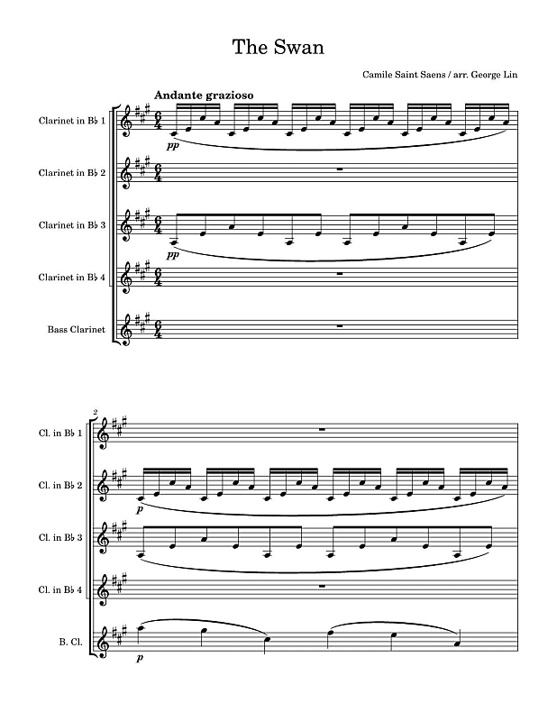 Clarinet Ensemble Sheet Music - The Swan (Camille | Reverb