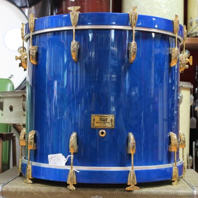 1990s Pearl Masters Custom 18"x22" in Blue Lacquer / Gold | Reverb