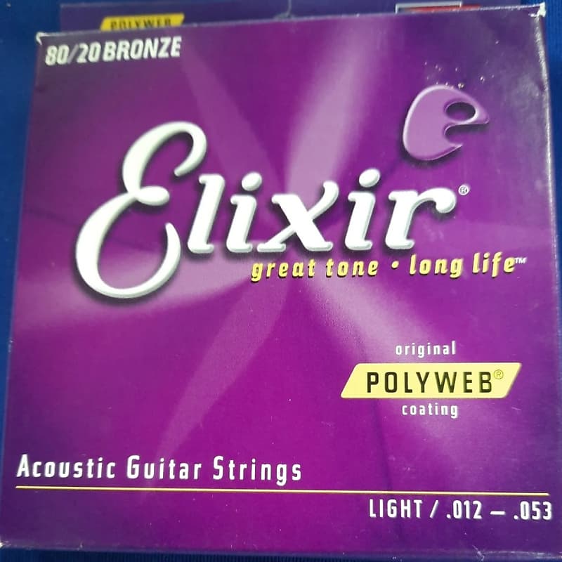 Elixir Light Polyweb (12-53) Acoustic Guitar Strings set | Reverb