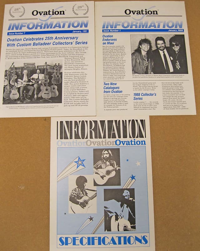 Ovation Guitars Specification Brochure 1986 | Reverb