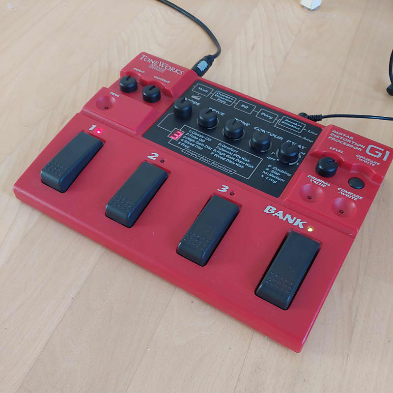 Korg G1 guitar distortion processor 1990s - Red | Reverb