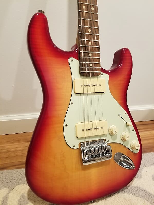 Custom Warmoth Stratocaster Cherry Sunburst P-90s w/HSC | Reverb